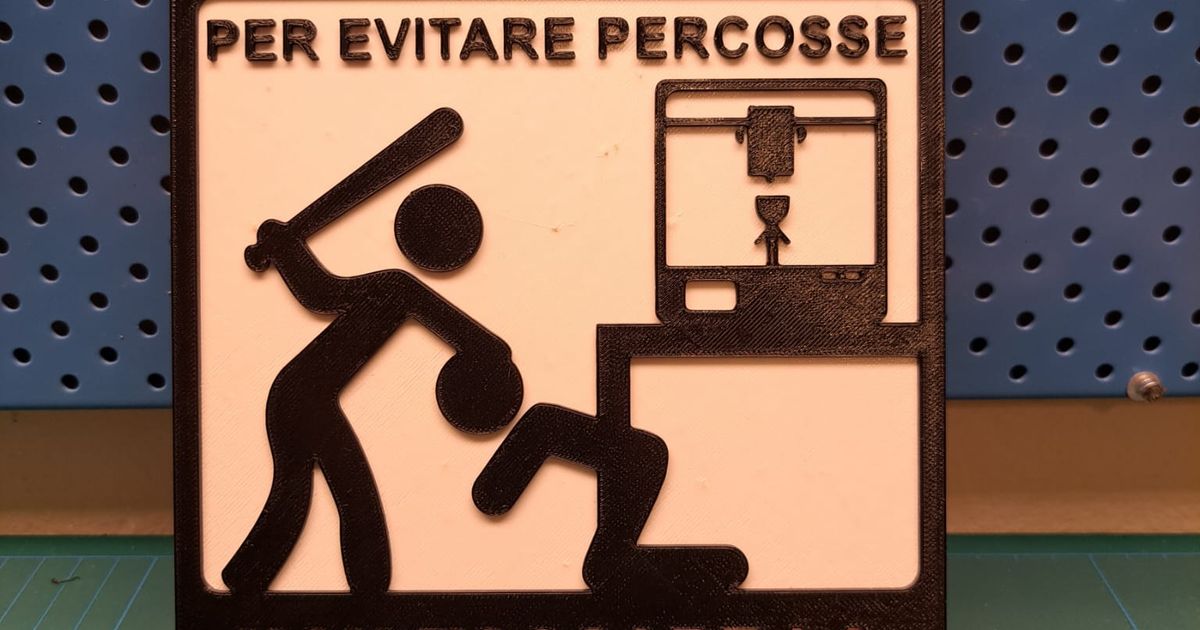 3D printer Warning sign in Italian (Stampante 3D Segnale di ...