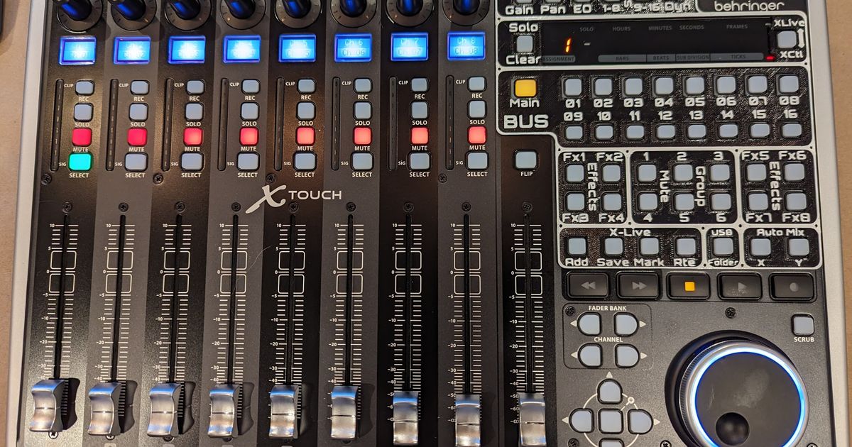 Button Overlay For Behringer X Touch Universal Control Surface With Xr32 Xr32 And Xlive By