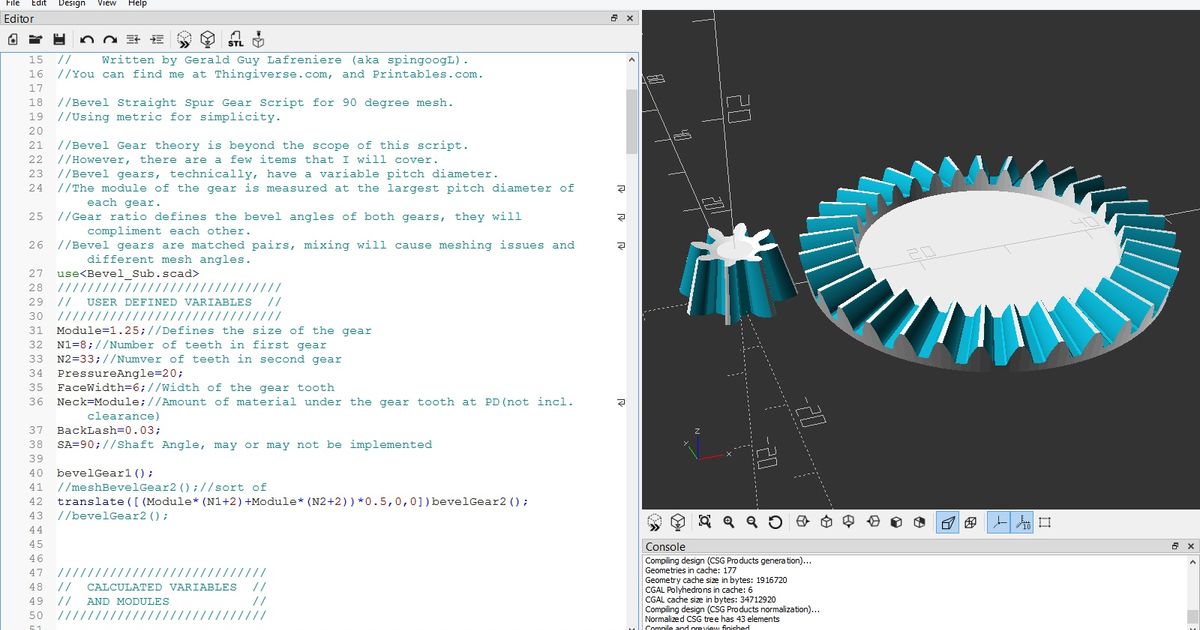 Bevel Gear Script by spingoogL | Download free STL model | Printables.com