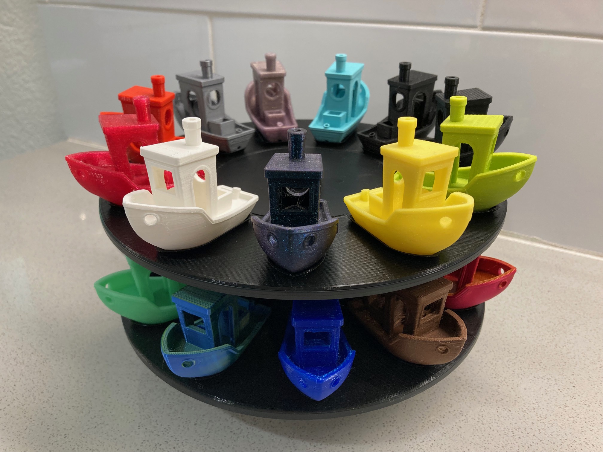 Benchy Upcycled Spool Display Carousel by StrandedOrg | Download free ...