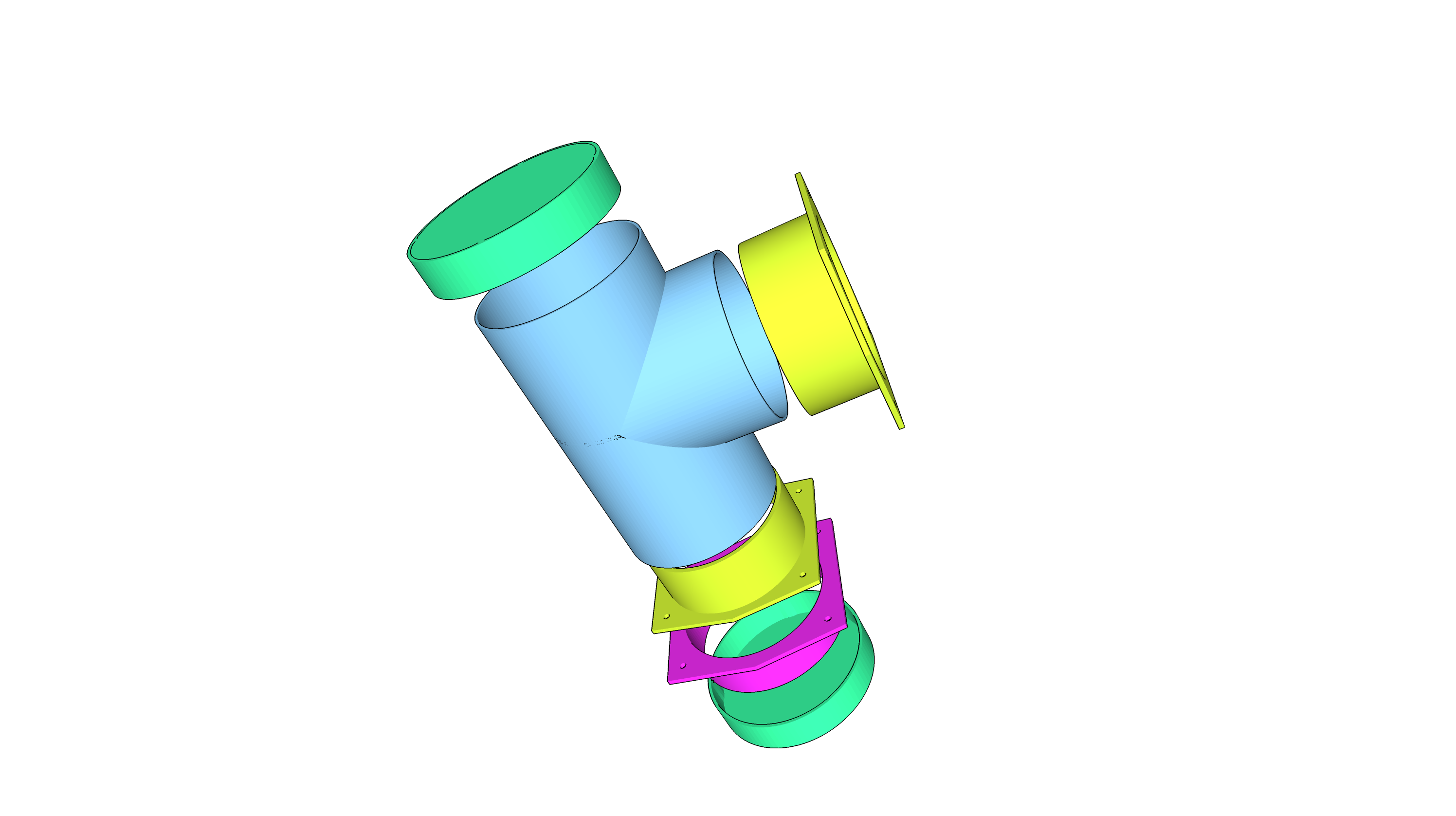 Tee-pipe 100mm inner diameter with mounts and cover by Hannibal ...
