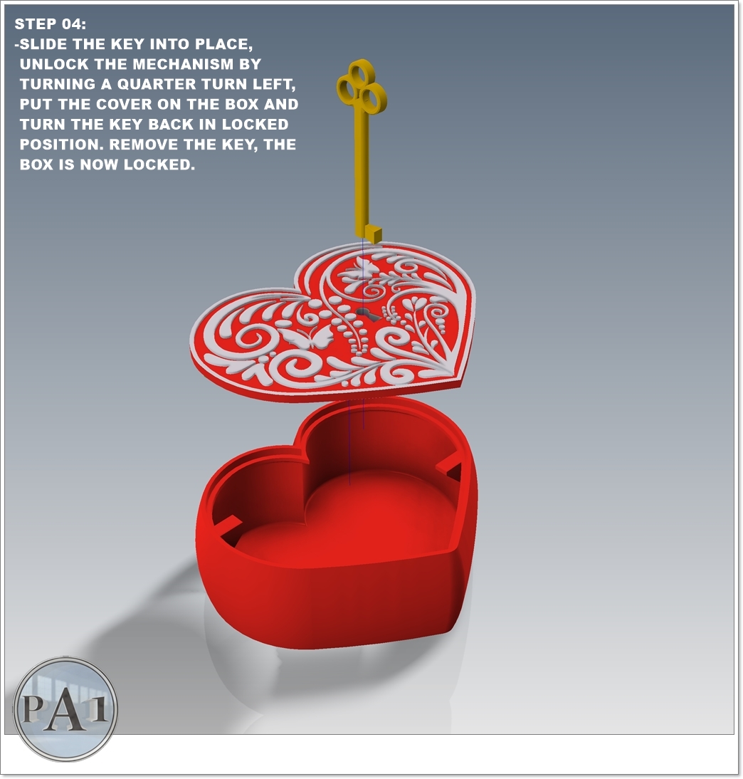 LOCKABLE HEART SHAPED BOX by PA1_MAKER | Download free STL model ...