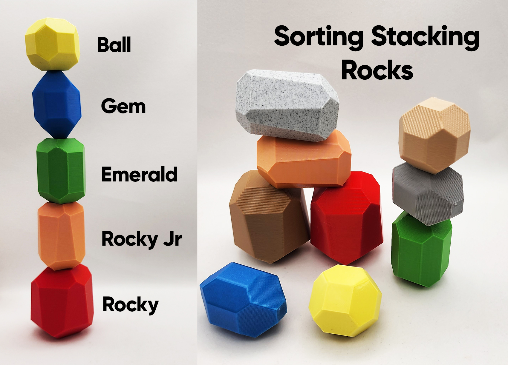 Sorting Stacking Rocks / Balancing Stones Developmental Toy by Triple G ...