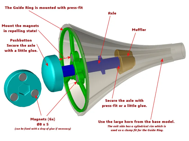 Pitch Changer for Portable Airhorn by Wim V | Download free STL model ...