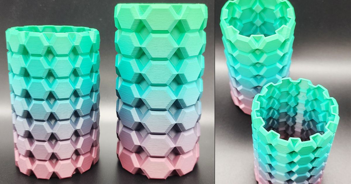 Hexagon Block Vases 2 Styles by Triple G Workshop | Download free STL ...