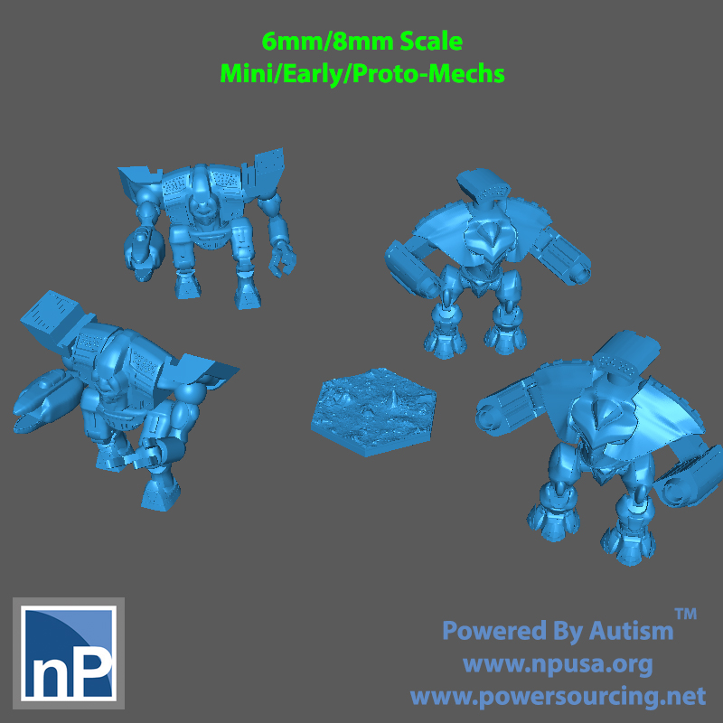 6mm/8mm Mini/Early/Proto-mechs, pack 3 by np-dev | Download free STL ...