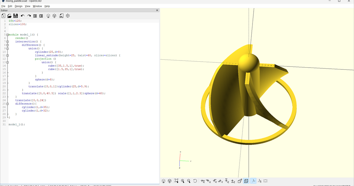 Small mixing paddle (fits M6 threaded rod) by toastfr35 | Download free ...