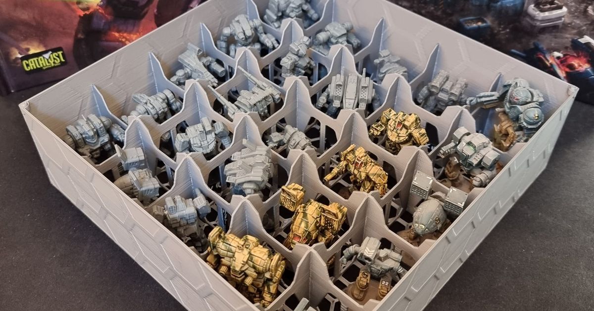 Battletech stackable miniature storage tray 5x5 regular size by smtk ...