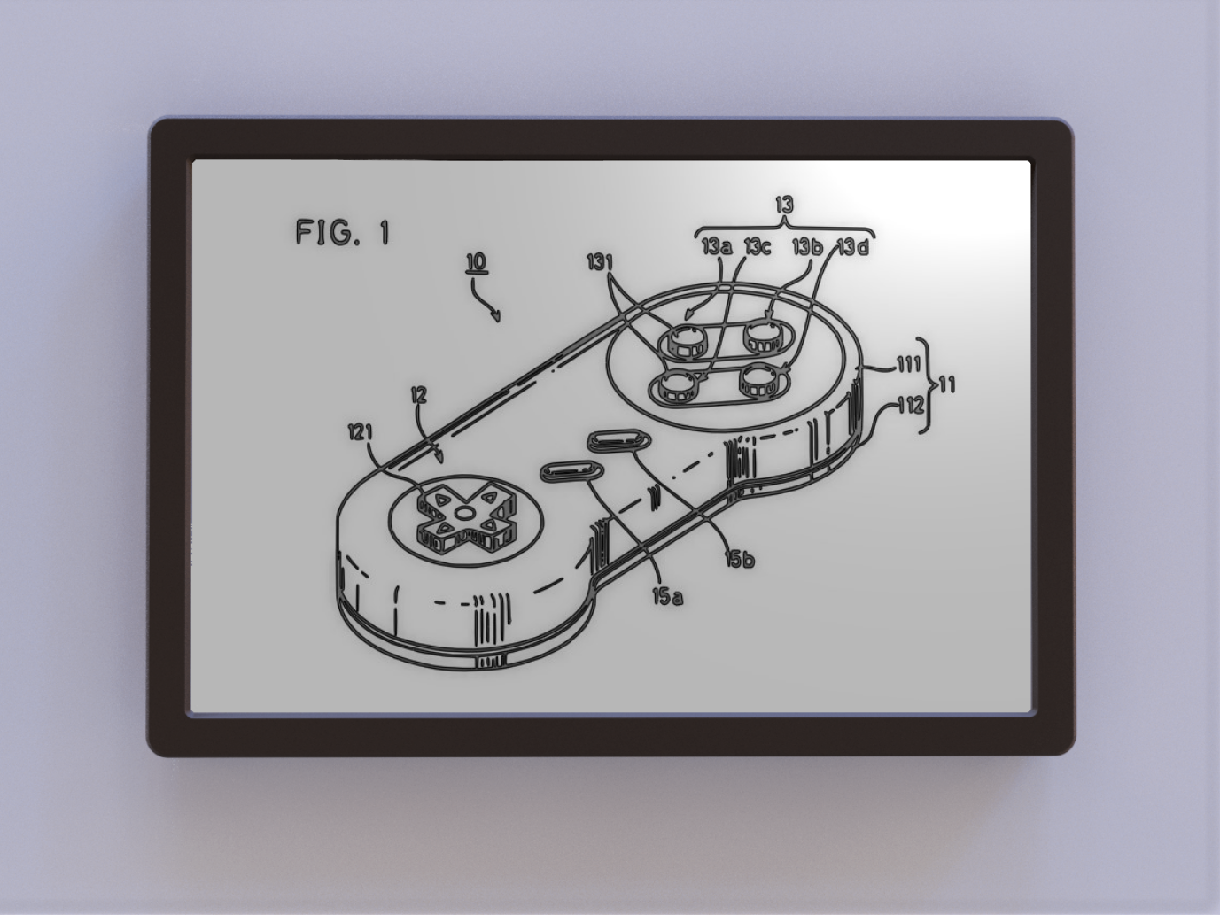 SNES Controller Patent Art by Ken Mills | Download free STL model ...