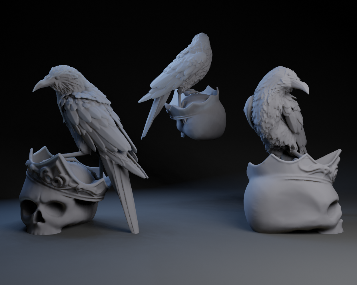 Crow On Skull von Peter Farell | Kostenloses STL-Modell herunterladen ...