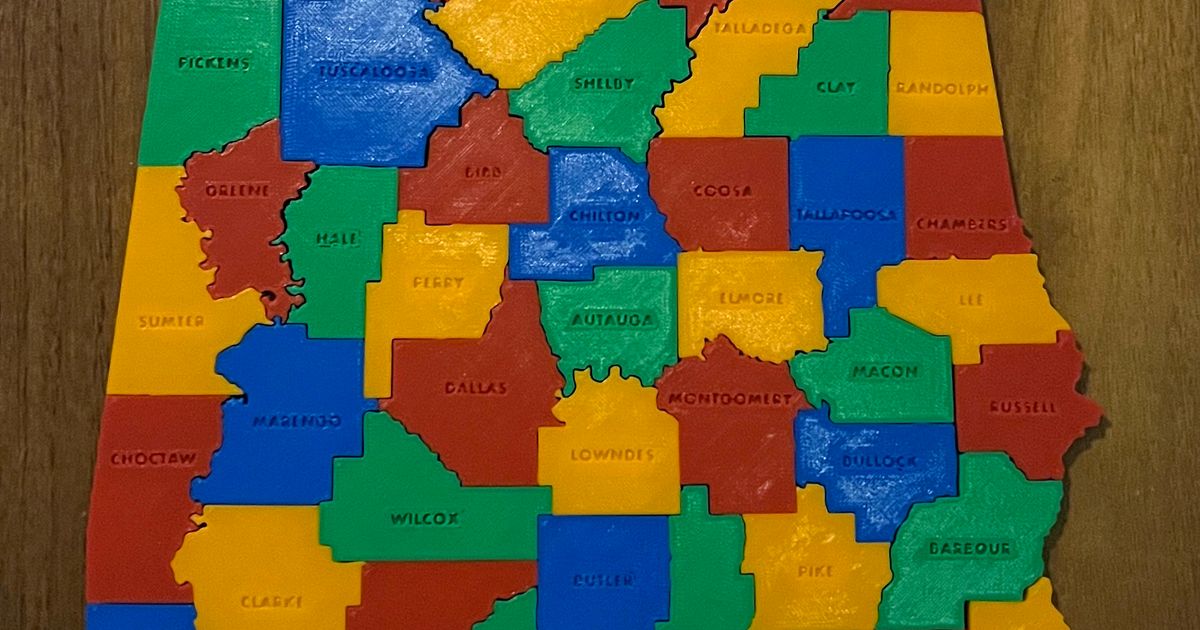 Alabama County Puzzle by SamaraMo | Download free STL model ...