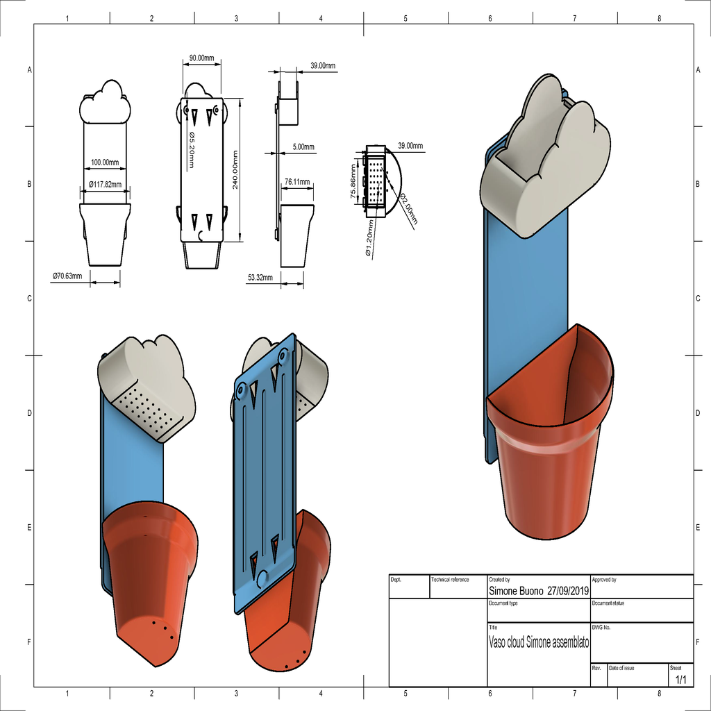Vaso con nuvola rivisitato (Wall mount Cloud Pot remixed) by Fotone ...