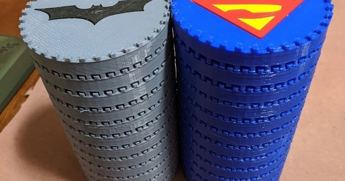Batman Superman Stackable Checkers by Intrepid | Download free STL ...