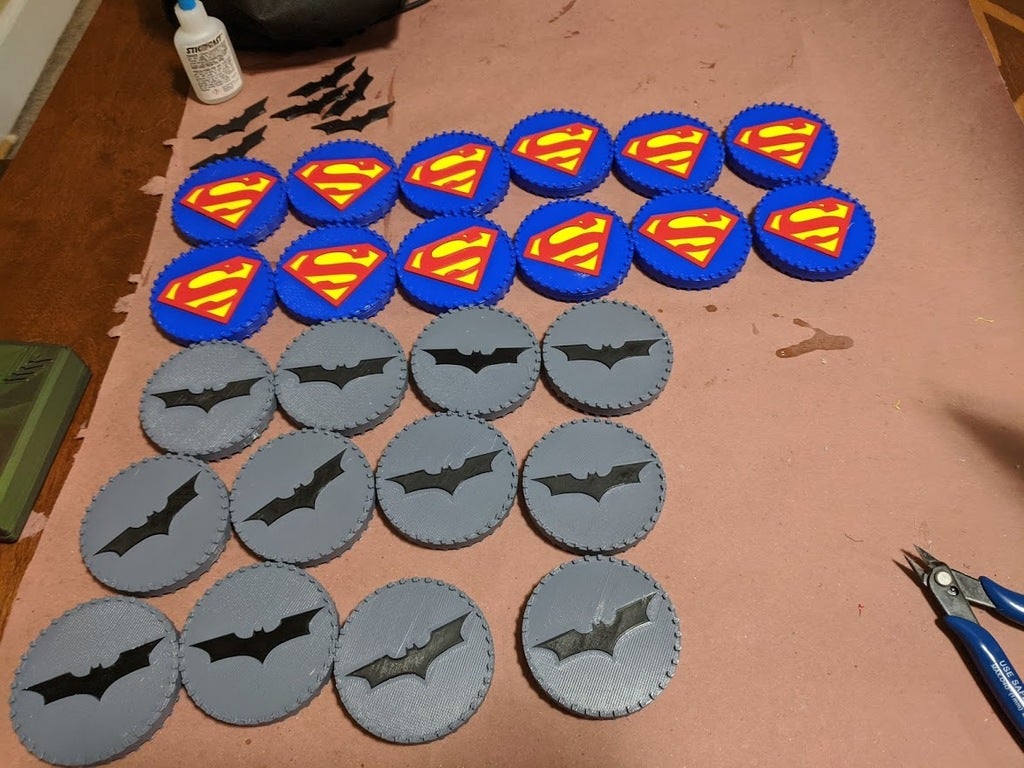 Batman Superman Stackable Checkers by Intrepid | Download free STL ...