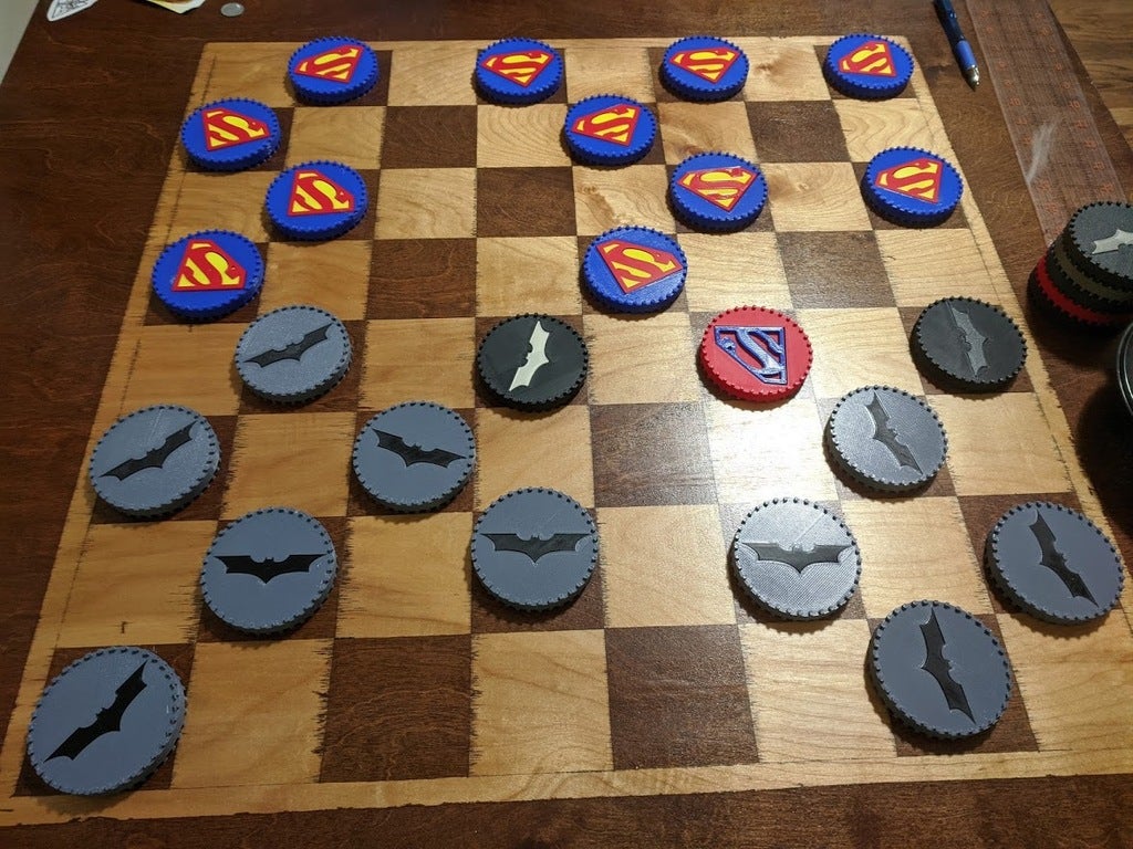 Batman Superman Stackable Checkers by Intrepid | Download free STL ...