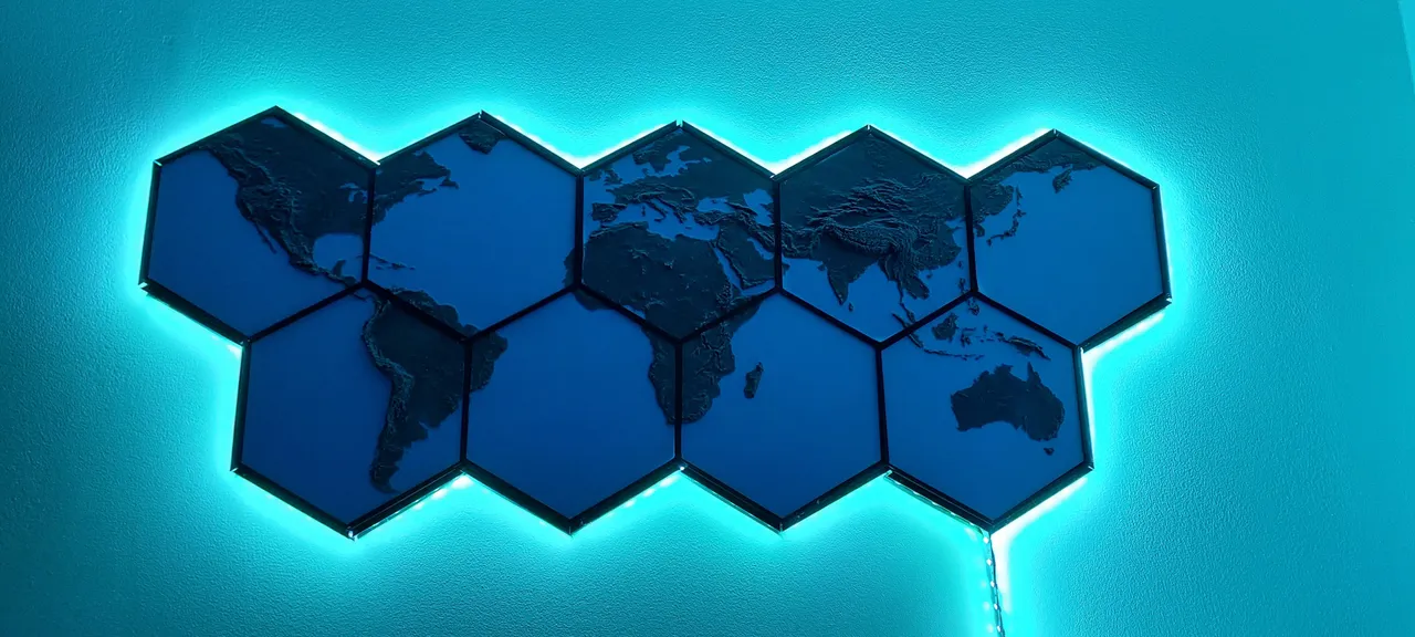 Hexagon topographic world map by KipiKipod | Download free STL model ...