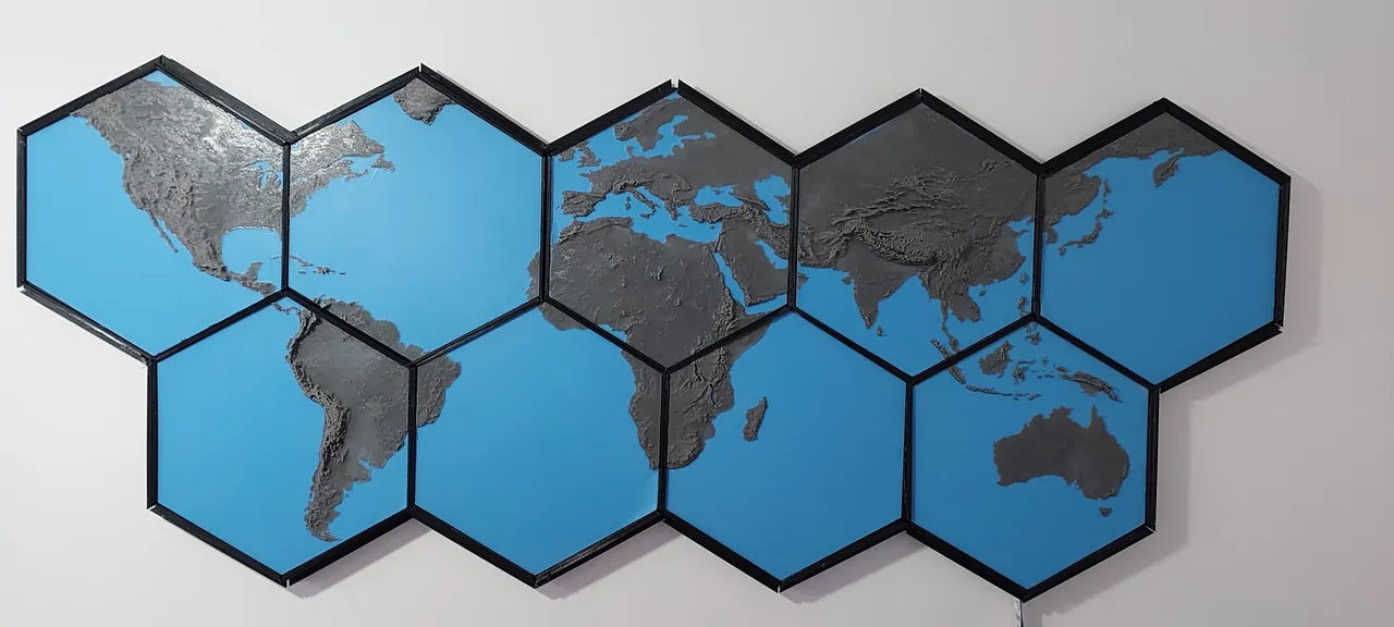 Hexagon topographic world map by KipiKipod | Download free STL model ...