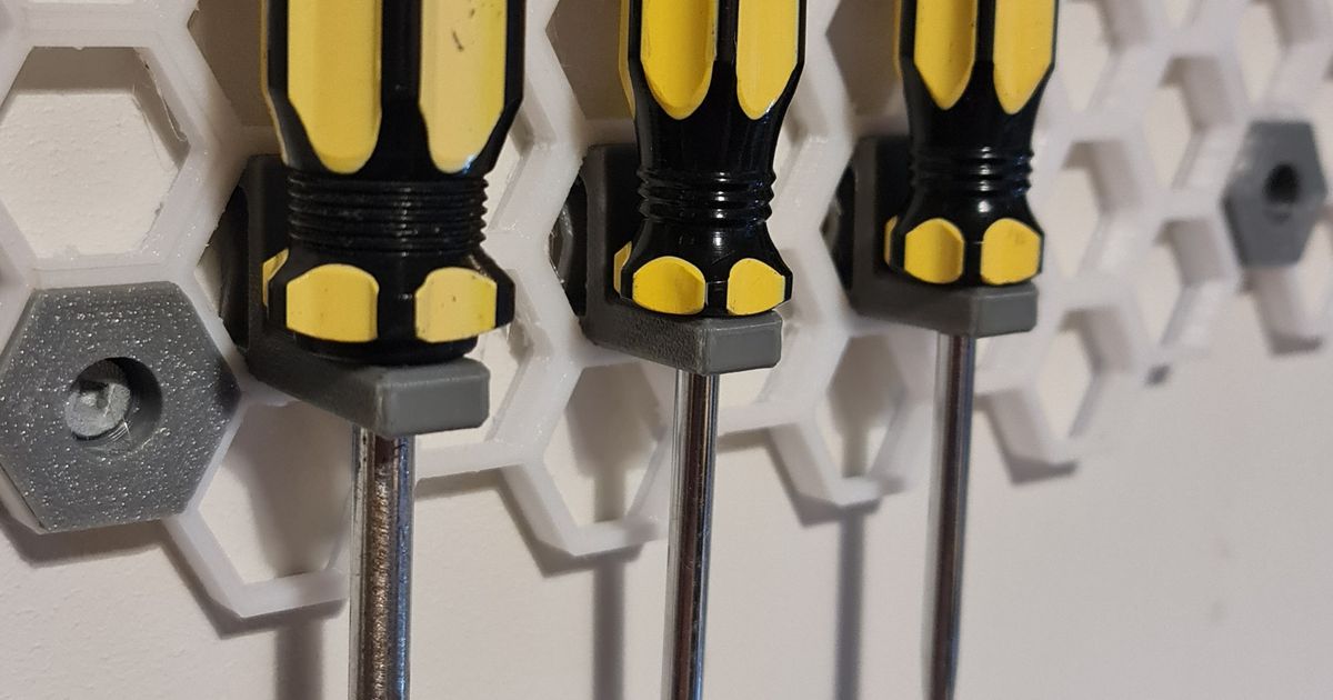 Easy clip on Screw driver holder - HSW Honeycomb Storage Wall by C4utious3D | Download free STL ...