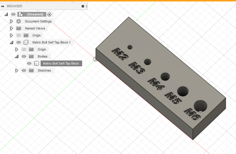 Self Tap Metric Machine Bolt Test Block (M2 through M6) by Andrew ...