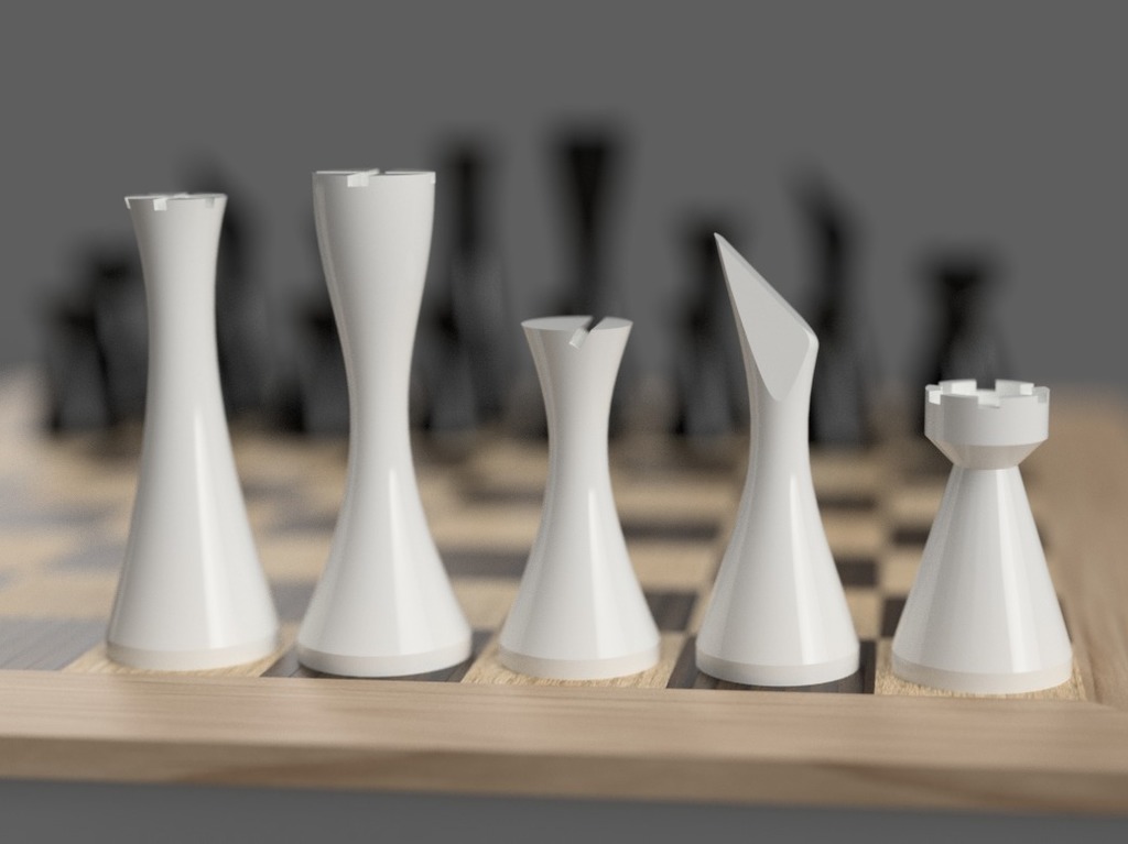 Minimalist contemporary chess set by link0007 | Download free STL model ...