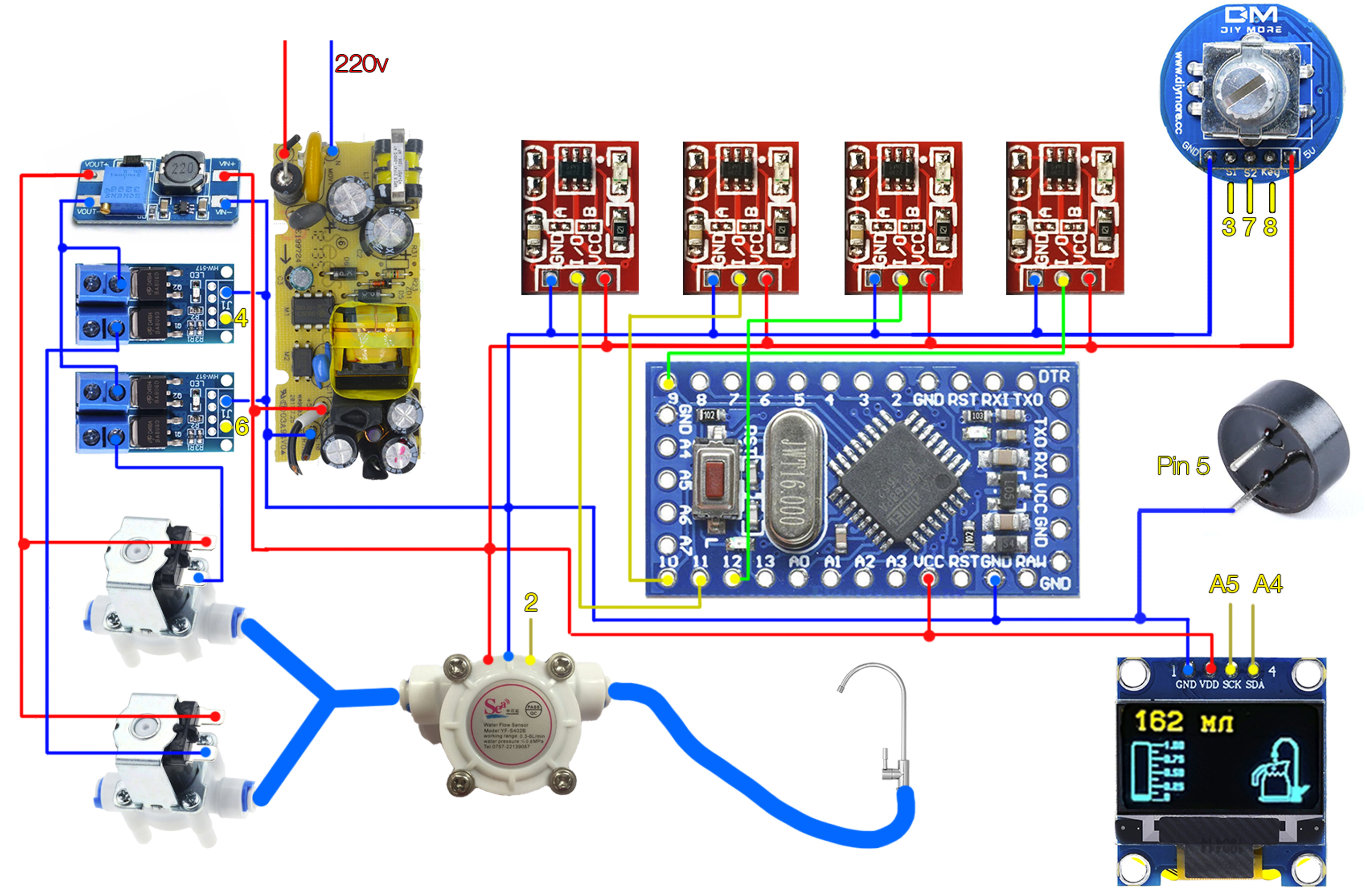 Smart faucet on Arduino (filter resource counter) by Ruvim Kub ...