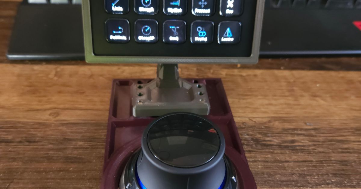 Adjustable mount for Elgato StreamDeck and 3D Connection manipulator by ...