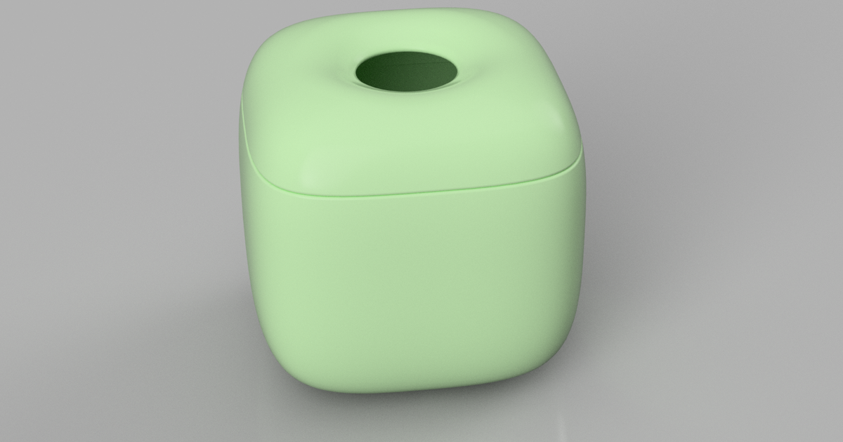 A tissue box that has a shape resembling a combination of a sphere and ...