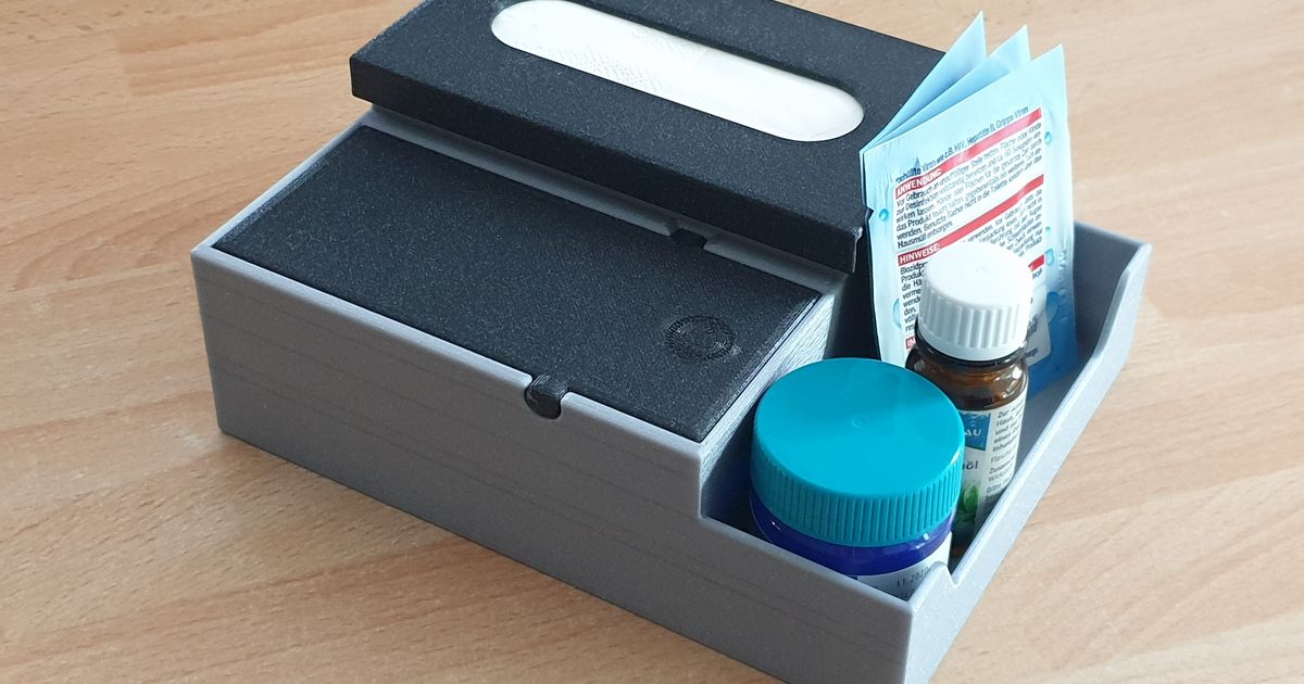 Tissue box with bin and medicine tray by CMPDesign | Download free STL ...