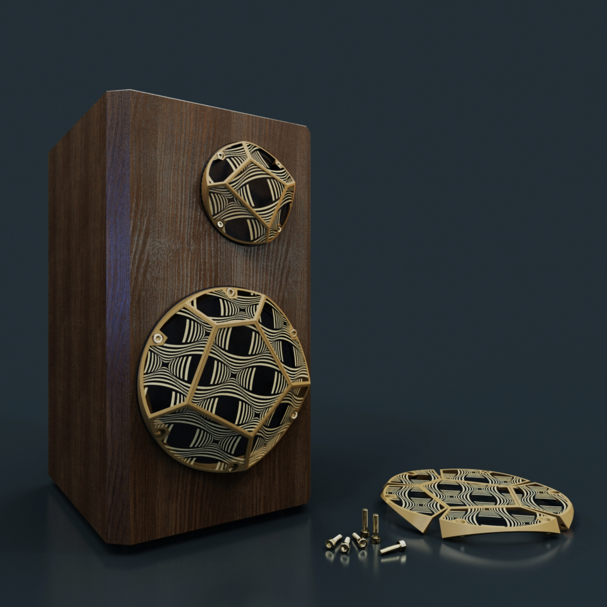 Print on fabric, fold in place speaker cover by ateldsign | Download ...