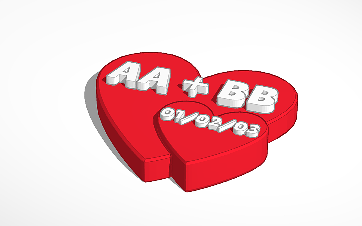 Two Hearts With Customizable Text by brzrk.trex | Download free STL ...
