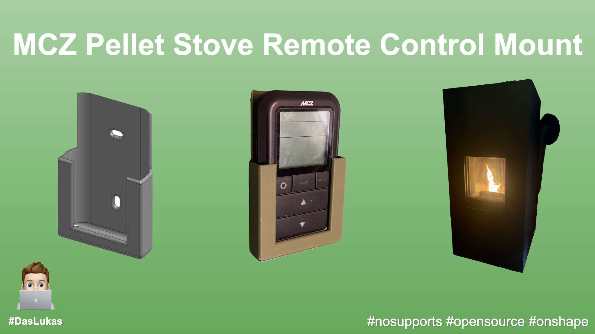 MCZ Pellet Stove Remote Control Mount by DasLukas | Download free STL ...