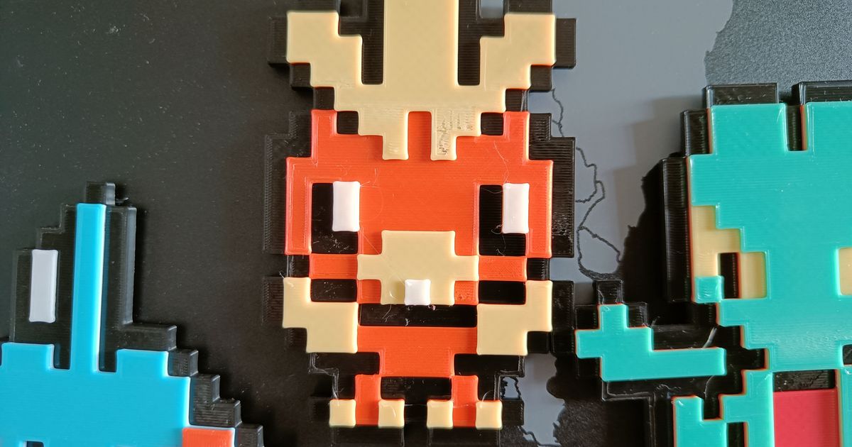 Torchic Pixel Art Magnet 4 colors by Nerhak | Download free STL model ...
