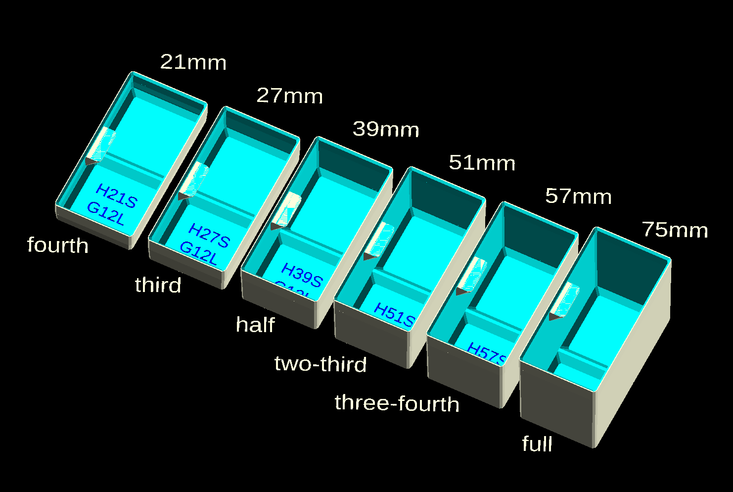 [ALCH] stackable modular boxes in 6 heights and 9 dimensions (169 ...