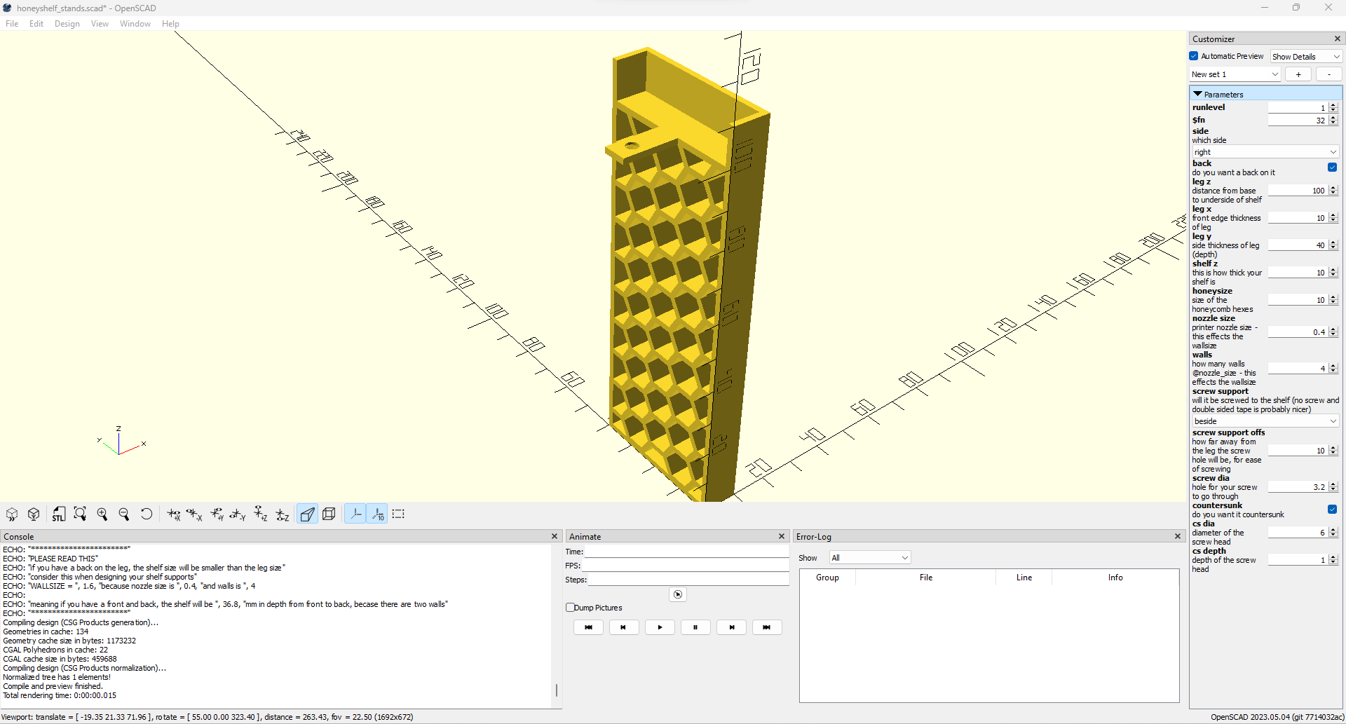 Honeycomb shelf stands (parametric openscad) by Technobug | Download free STL model | Printables.com