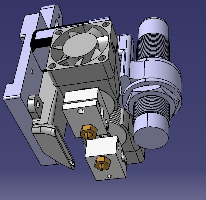 E3D Dual Extruder mount for Hypercube Evolution with 18mm capacitive ...