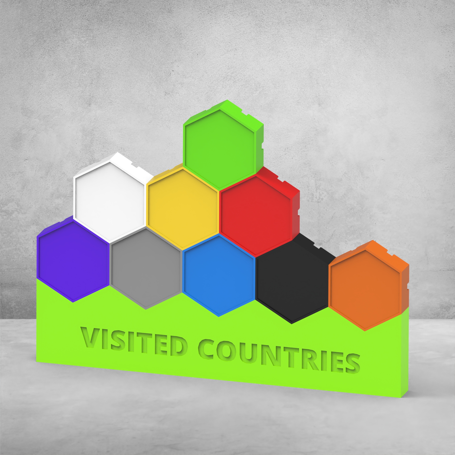 Hexagonal building blocks of visited countries by distrubi | Download ...