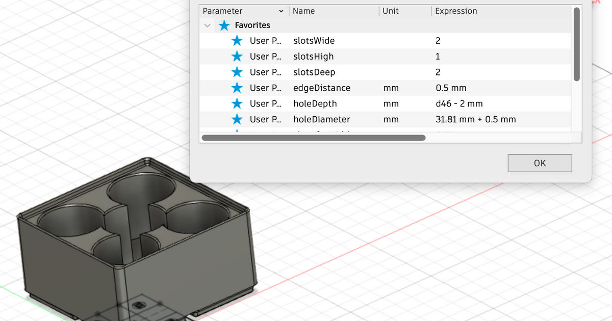 Gridfinity Parametric Multiple bottle holder w/hole fix by schneems | Download free STL model ...