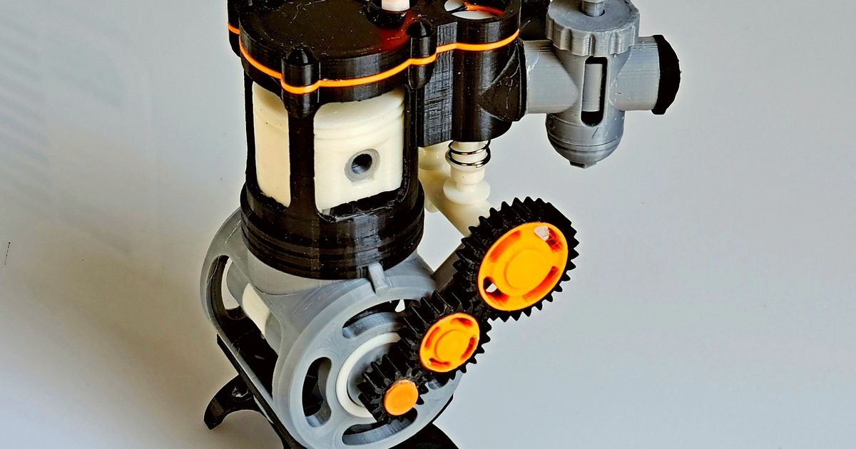 4 Stroke Flat Head Engine v2.0 by Bootjevaarder | Download free STL model | Printables.com