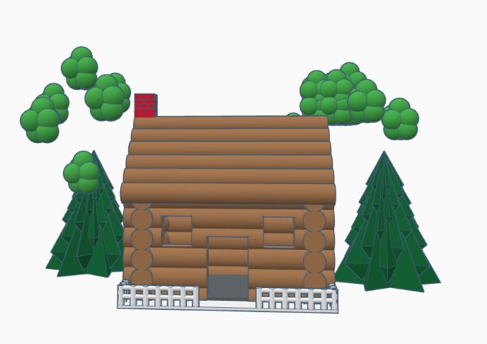 Log Cabin Scene with Organic Trees by Contrive3D | Download free STL ...