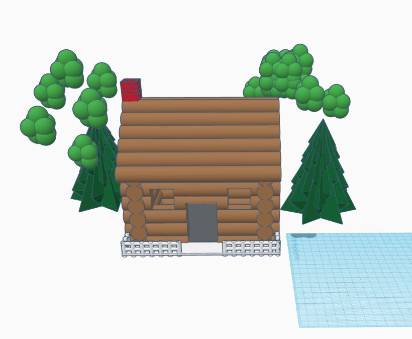 Log Cabin Scene with Organic Trees by Contrive3D | Download free STL ...