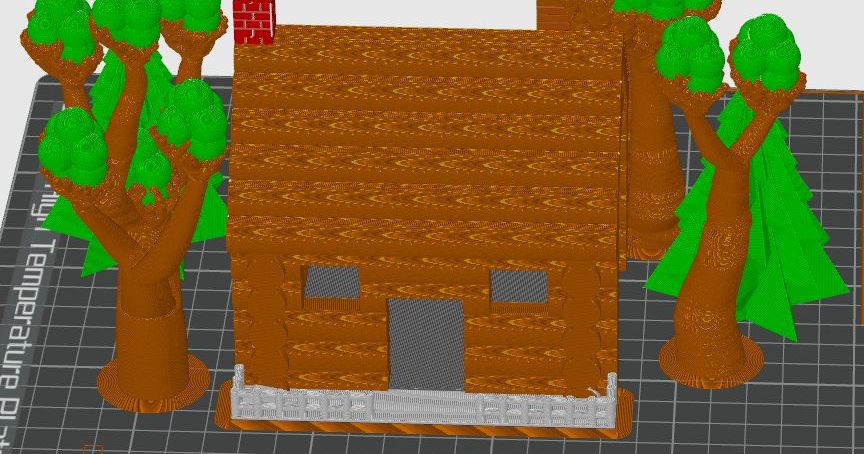 Log Cabin Scene with Organic Trees by Contrive3D | Download free STL ...