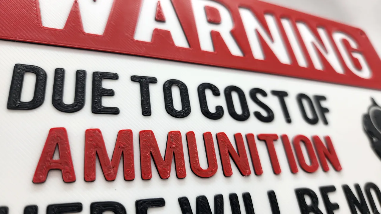 No Warning Shots Sign 3 Colors by Triple G Workshop | Download free STL ...