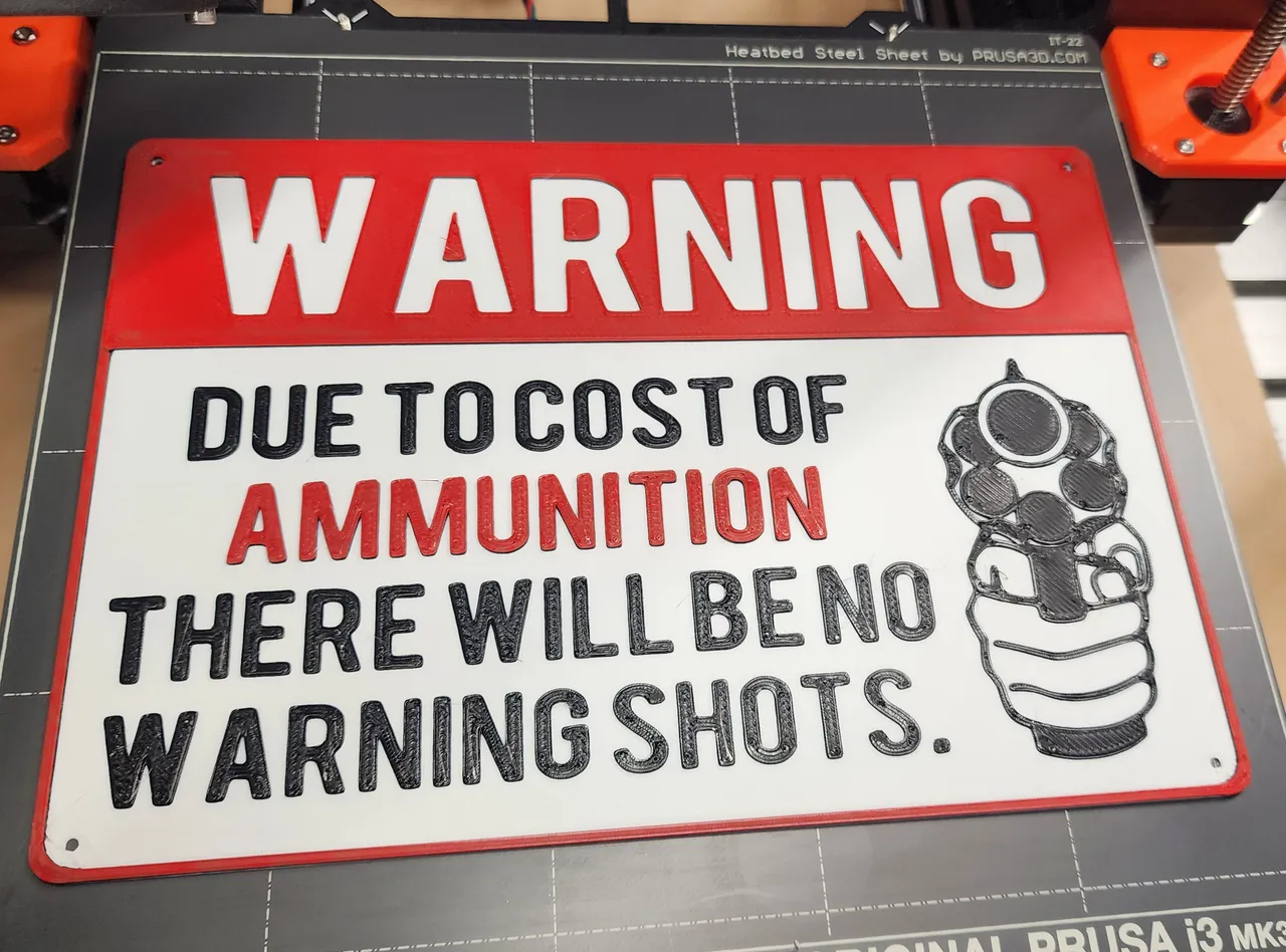 No Warning Shots Sign 3 Colors by Triple G Workshop | Download free STL ...