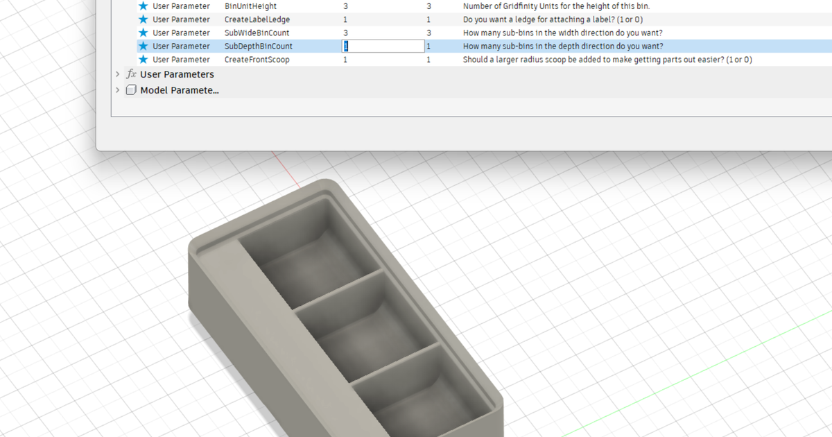 Gridfinity Refined Parametric Bins w/ Dividers and Label Ledge by PedanticAvenger | Download ...