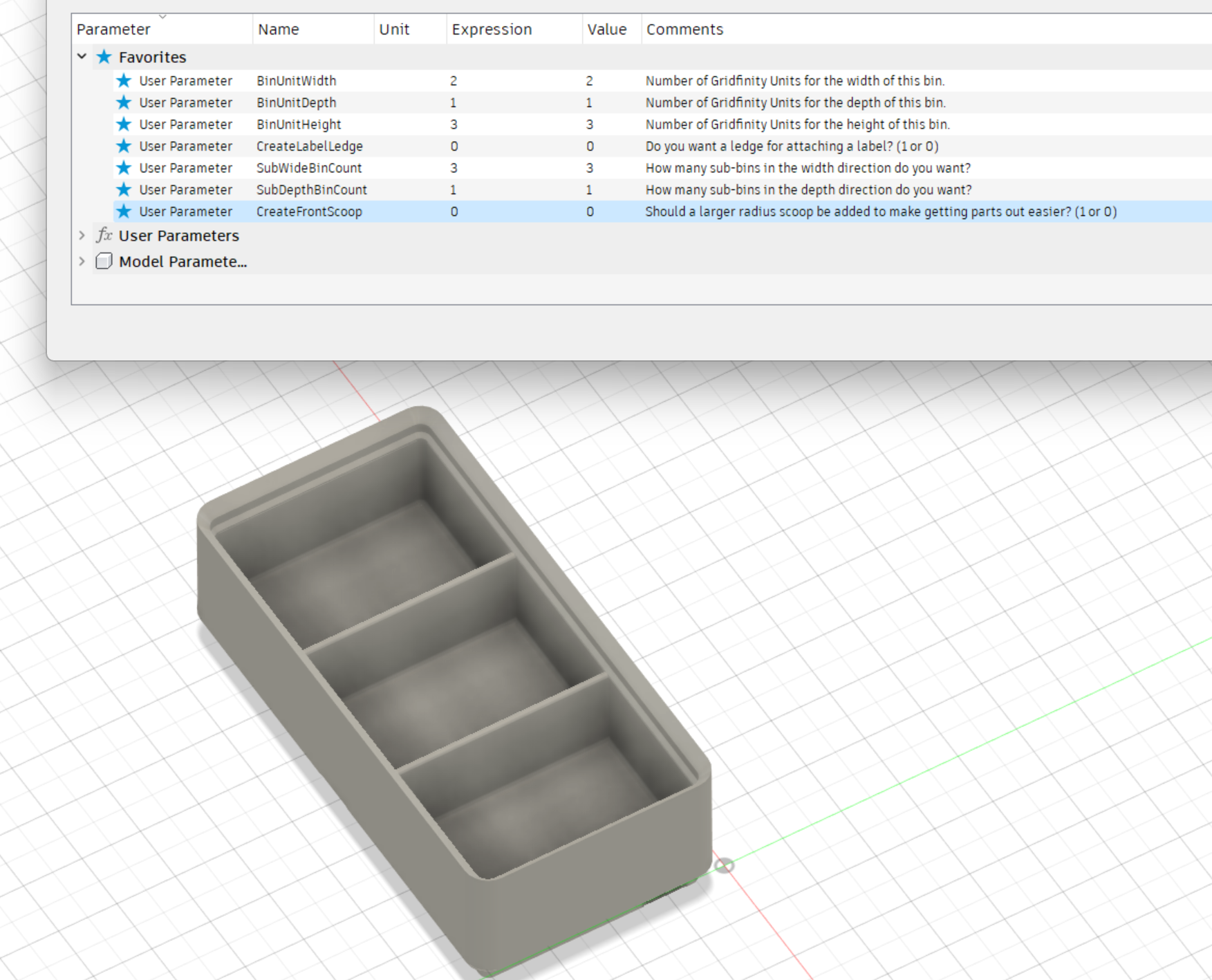 Gridfinity Refined Parametric Bins w/ Dividers and Label Ledge by PedanticAvenger | Download ...
