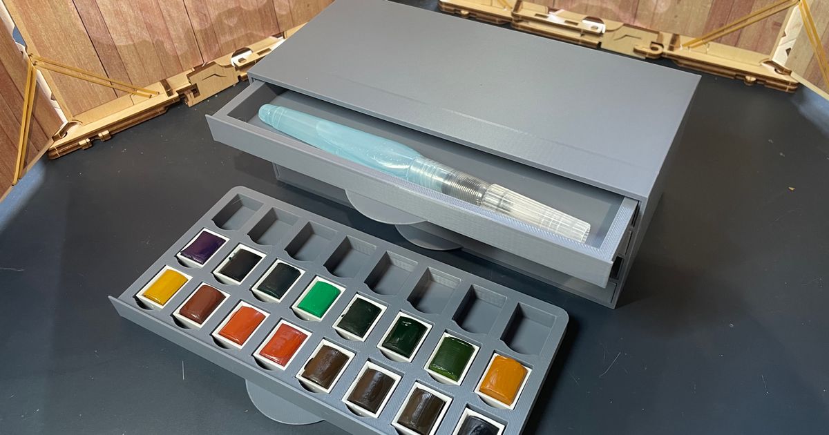 Watercolor storage drawers (half pan) by HTDutchy | Download free STL ...