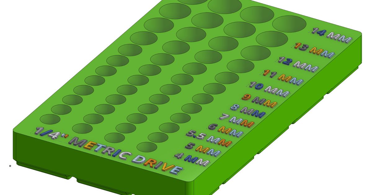 1/4" Metric Socket Gridfinity by Elmo_The_Red | Download free STL model ...