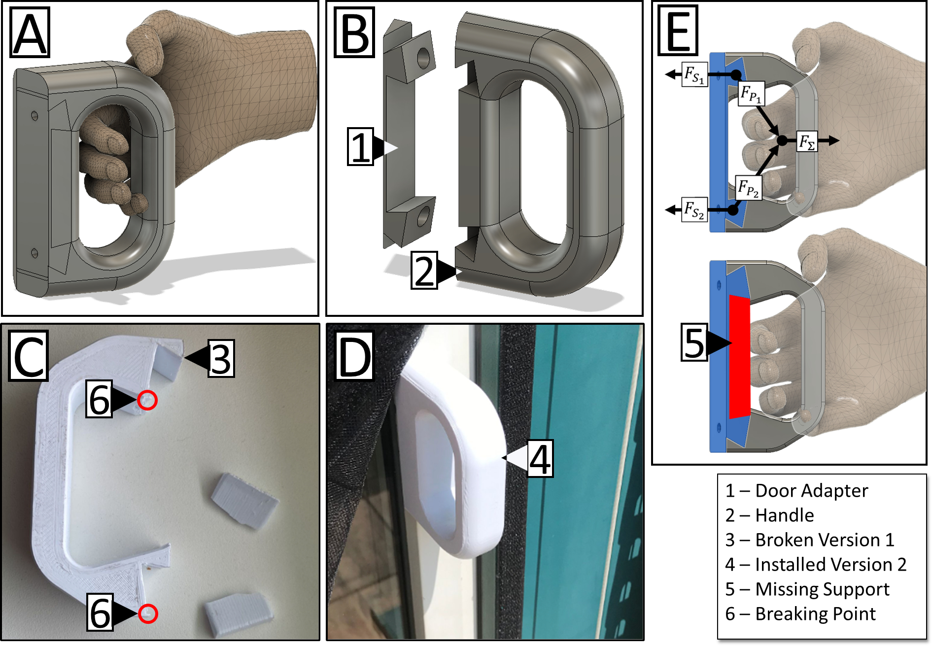 Door Handle with Interchangeable Door Adapter by JK | Download free STL ...
