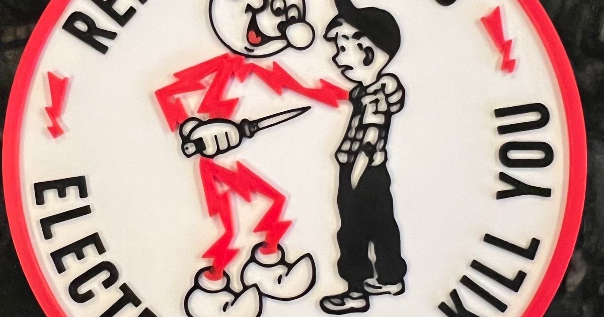 Reddy Kilowatt - Electricity Will Kill You Sign - Bambu AMS Remix by ...