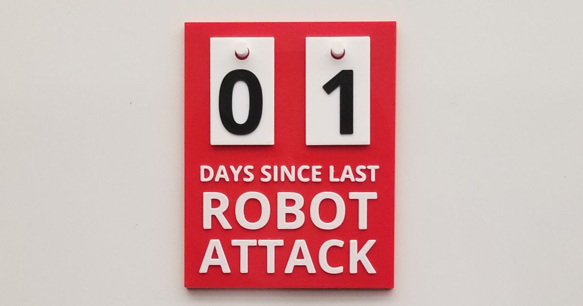Robot attack safety counter sign with tags by Julia Ebert | Download ...